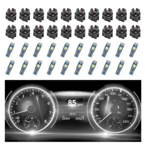 20pcs car led dash lights - super bright instrument cluster light bulbs with t5 37 74 led bulbs & twist lock socket - universal 12v led lights for car interior accessories (white)