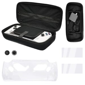 jdgpokoo 6 in 1 accessories kit for asus rog ally, handheld case with tpu clear protective case cover for rog ally, carrying bag with 2 pcs screen protector for rog ally accessories bundle