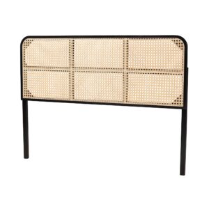 bali & pari lainer natural rattan headboard, queen, black