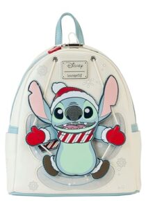 loungefly disney stitch holiday snow angel glitter mini backpack