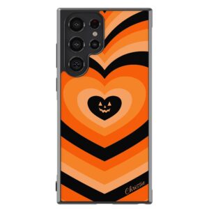 halloween hearts personalized black rubber phone case compatible with samsung galaxy s25 s25+ s25 ultra s24 s24+ s24 ultra s24fe, s23 fe s23+ ultra s22 s22+