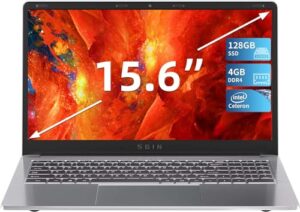 sgin 15.6 inch laptop, 4gb ddr4 ram 128gb ssd laptops computer, notebook with intel celeron processor, intel uhd graphics, usb3.0, mini hdmi, wifi, bluetooth 4.2, webcam