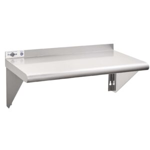 mengk stainless steel shelf 12x24 inches - 250lb capacity - wall mount floating shelving for restaurant, kitchen, home, and hotel