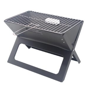 charcoal grills, portable metal barbecue grill, small bbq grill for adult, folding tabletop grill for outdoor cooking camping beach traveling picnic backyard, black