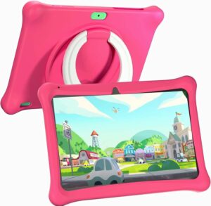 sgin tablet for kids 2gb ram 64gb rom, 10 inch kids tablet android 12 with case with parental control app, dual camera, wifi, educational games，iwawa pre installed （pink）