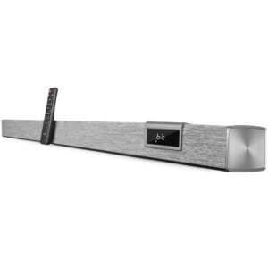 pyle built-in class d stereo power amplifier 35'' 2.1 channel soundbar - wireless bluetooth with remote control, bt technology, optical input, built-in led lights