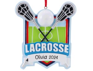 uniqxmas personalized lacrosse christmas ornament 2024 | la-crosse stick & ball xmas tree decoration for girl boy kid | customized unique keepsake gift for lax player coach goalie | custom name & year