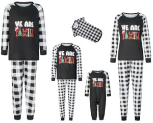 women black white plaid we are family christmas pjs matching sets xmas holiday pajamas for adult kids baby dog xmas family sleepwear home loungewear m