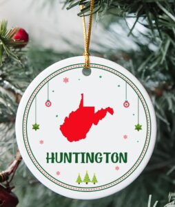 huntington wv ornament for christmas tree decorations city travel souvenir gifts for family - housewarming gift huntington west virginia ornament 3 inch plastic