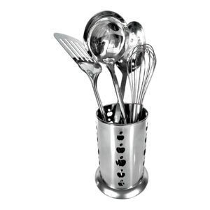 ear free utensil holder - kitchen space saver | organizer for utensils - 6.49 x 3.93 inch - stainless steel silver holder