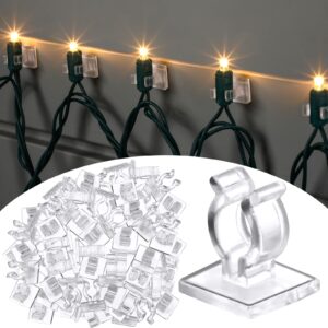 menkxi 25 pcs mini christmas light clips outdoor adhesive wall hanging hooks waterproof mini christmas light gutter clips for walls windows eaves and yards (clear)