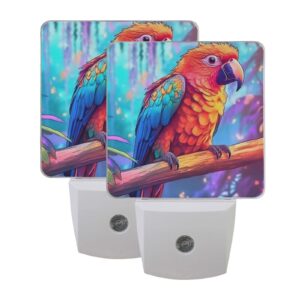 zenwawa vivid tropical parrot night light plug into wall decorative auto dusk to dawn sensor led night lamp 2 pack 3×4.5×1.4 in