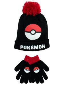 pokemon winter hat and gloves set for kids | accessories for boys and girls | kids beanie hat | red one size