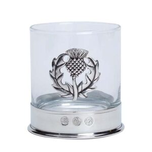 gaelsong scottish thistle whisky glass pewter handcrafted celtic barware for scotch, bourbon, liquor and cocktail drinks housewarming men's gift 11 oz.