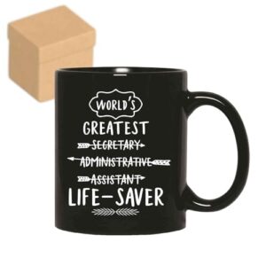 inspirational gift world's greatest secretary appreciation gift - unique idea for spouse or partner - 11oz 15oz black coffee mug