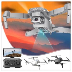 drone with dual 1080p hd fpv camera 𝗥𝗲𝗺𝗼𝘁𝗲 𝗖𝗼𝗻𝘁𝗿𝗼𝗹 altitude hold headless mode start speed adjustment foldable drone trajectory flight