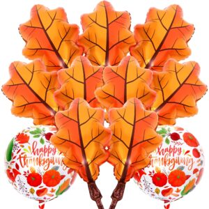 katchon, happy thanksgiving balloons - large 27 inch, pack of 6 | large fall leaf balloons - 27 inch, pack of 6 | fall balloon for fall decorations | maple leaf balloons for thanksgiving decorations