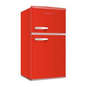 frestec 3.1 cu' retro mini fridge with freezer,2-door compact refrigerator,small refrigerator for bedroom dorm office apartment, red (fr 302 rred)