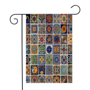 double-sided garden flag vintage talavera tiles mexican folk art outdoor flag garden flag yard outdoor decoration （12×18in）.