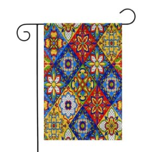 double-sided garden flag mexican talavera ceramic tile outdoor flag garden flag yard outdoor decoration （12×18in）.