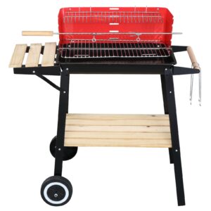 charcoal grill outdoor with side tables, barbecue grill backyard griller party bbq picnic patio cooking charcoal bbq for wedding gift 33.46"l x 16.54"w x33.86"h