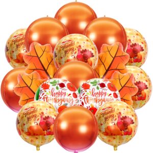 katchon, thanksgiving turkey balloons - large 22 inch, pack of 6 | big orange mylar balloons - 22 inch, pack of 6 | happy thanksgiving balloons - large 27 inch, pack of 6 | thanksgiving foil balloons