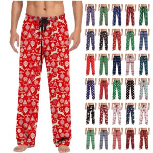 christmas pajamas for men long pants funny tree snowflake print pajama bottoms drawstring elastic lightweight soft sleepwear (a7-green,x-large)