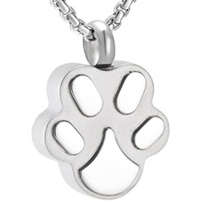 adenla free engrave pet's name - dog paw stainless steel cremation urn necklace for ashes keepsake memorial jewelry,1