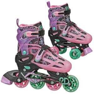 roller derby falcon 2-in-1 combo quad and inline skates for kids, adjustable sizing