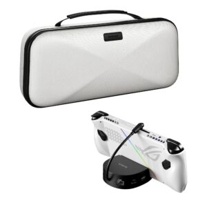 syntech hard carrying case and mini dock station compatible with asus rog ally console and accessories.