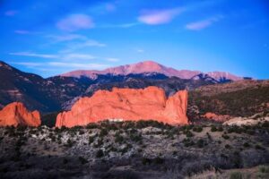 western photography print (not framed) picture of pikes peak overlooking garden of the gods on winter morning in colorado springs rocky mountain wall art nature decor (30" x 45")