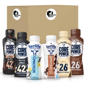 fairlife protein shakes chocolate vanilla sampler nurtition and elite 6 pack, 11.5 ounces 30g of protein