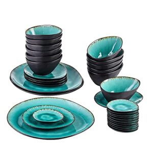 gagalu porcelain dinnerware set33-piece pottery stoneware vintage ceramic dinner set with 12*dipping dishes&bowl,6*dessert plate,3*dinner plate dinnerware set