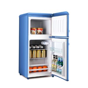 hopday fls-80g-blue retro compact refrigerator, blue