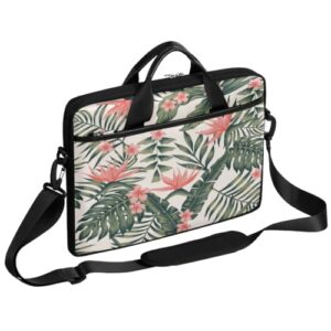 palm tree flower laptop computer bag waterproof shoulder messenger bag 13-15 inch durable laptop tote bag with shoulder strap handle lightweight crossbody briefcase