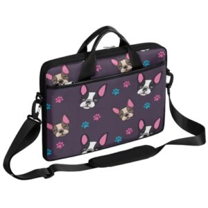 dog footprints laptop computer bag waterproof shoulder messenger bag 13-15 inch durable laptop tote bag with shoulder strap handle lightweight crossbody briefcase