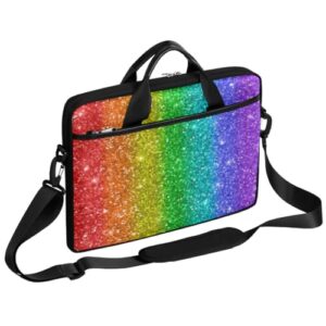 rainbow pattern laptop computer bag waterproof shoulder messenger bag 13-15 inch durable laptop tote bag with shoulder strap handle lightweight crossbody briefcase