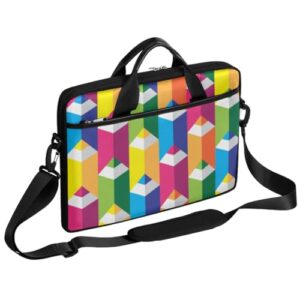 stationery colorful laptop computer bag waterproof shoulder messenger bag 13-15 inch durable laptop tote bag with shoulder strap handle lightweight crossbody briefcase