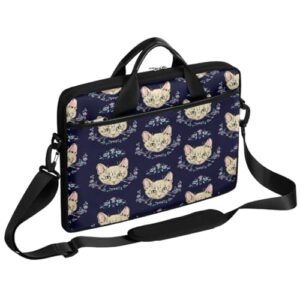 floral cats laptop computer bag waterproof shoulder messenger bag 13-15 inch durable laptop tote bag with shoulder strap handle lightweight crossbody briefcase