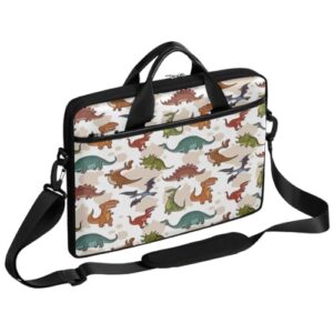 cute dinosaurs design laptop computer bag waterproof shoulder messenger bag 13-15 inch durable laptop tote bag with shoulder strap handle lightweight crossbody briefcase