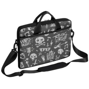 music skull laptop computer bag waterproof shoulder messenger bag 13-15 inch durable laptop tote bag with shoulder strap handle lightweight crossbody briefcase