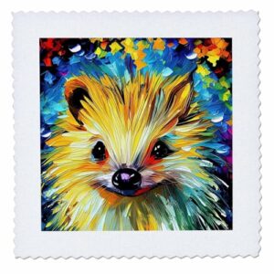 3drose adorable cute hedgehog animal. chic colorful digital painting... - quilt squares (qs-379075-2)