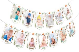 cowboy 1st birthday photo banner, western cowboy cowgirl themed growth record photo banner from newborn to 12 months, monthly milestone first bday party decorations supplies…