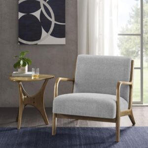 arm chair gray, living room chairs trendy accent seating solid wood comfy modern home furniture 32.75" l x 27.50" w x 29" h