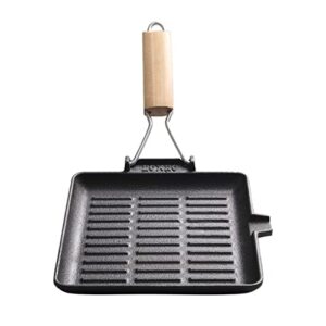 n/a cast iron skillet folding handle pan grill grill fish pan household frying meat striped grill pan pan (color : d, size : 28cm)