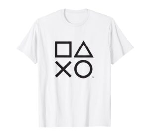 playstation ps5 gamer controller icons in classic black t-shirt