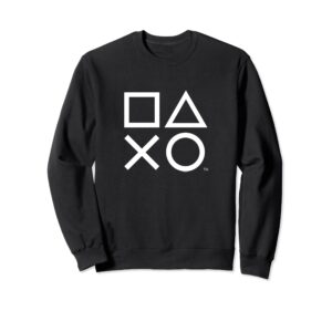 playstation ps5 gamer controller icons in classic white sweatshirt