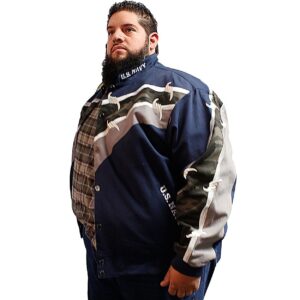 ksi big mans camouflage jacket reversible to navy blue – has navy patches