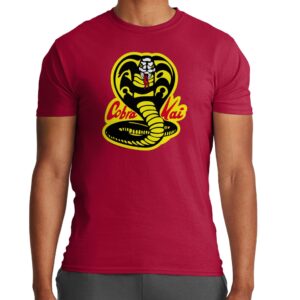 ripple junction cobra kai men's short sleeve t-shirt nostalgic snake dojo logo x-large red