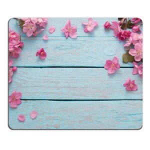 mouse pad, square mousepad, non-slip rubber base mouse mat, waterproof gaming mouse pad for wireless mouse, computers, laptop, office, home (flower petals on the table)